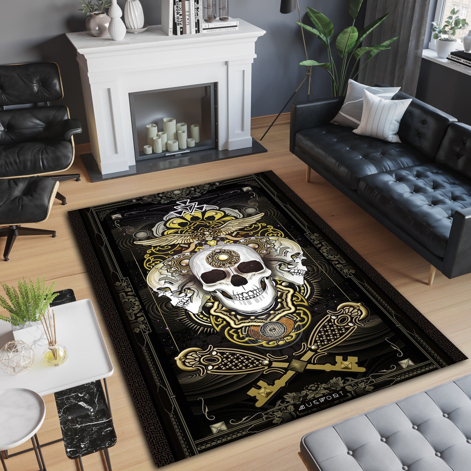 Skull Rug Skulls Tattoo Rug Black Rug Design Popular Rug - Etsy