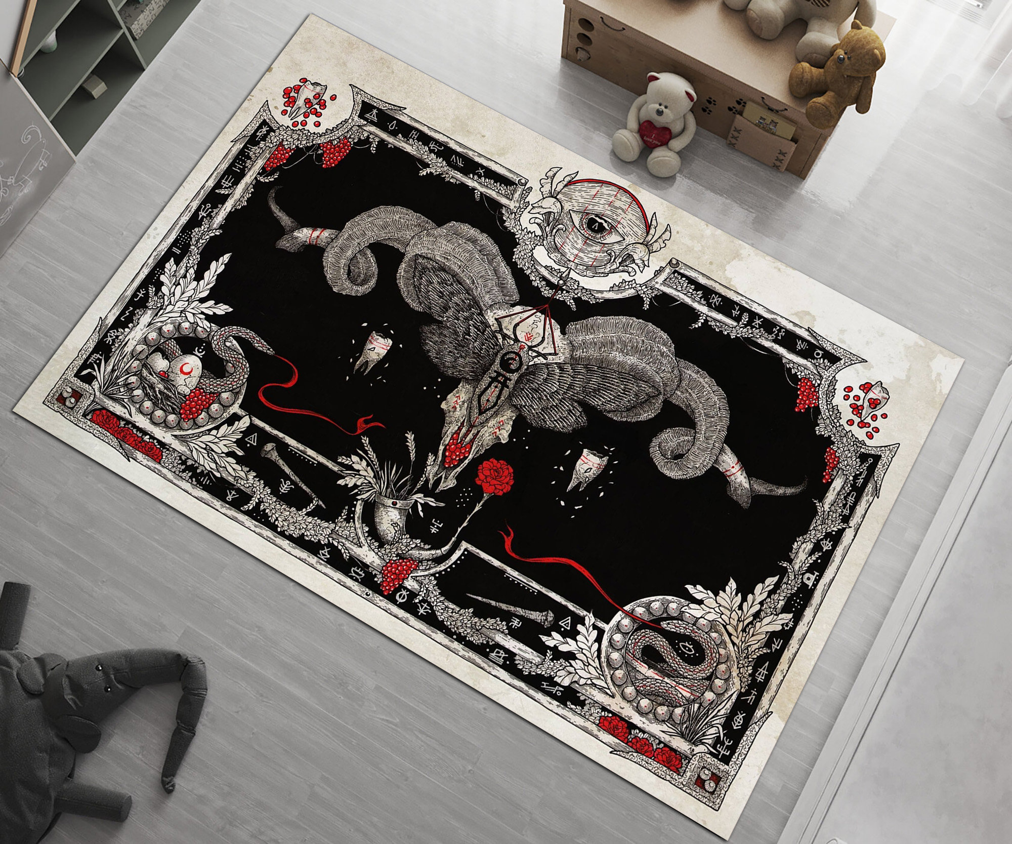 Horror Themed Rug, Satan Rug, Satanism Rug, Occult Art Rug, Gotic Rug ...