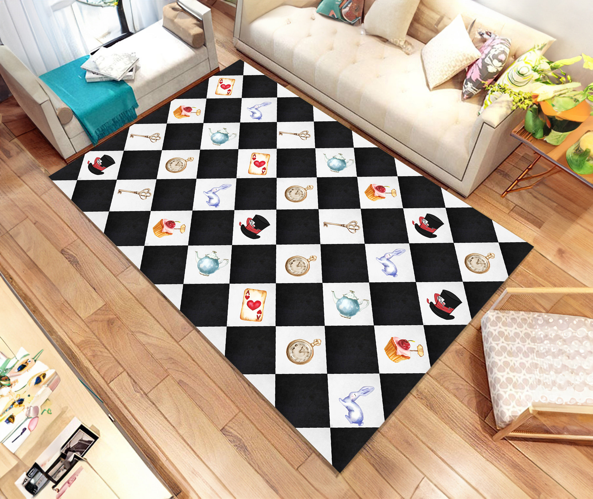 Alice in Wonderland, Alice Rug, White Rabbit Rug, Alice Decor,gift for ...