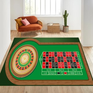 Roulette Casino Rug, Roulette Themed Rug, Poker Design Rug, Game Table ...