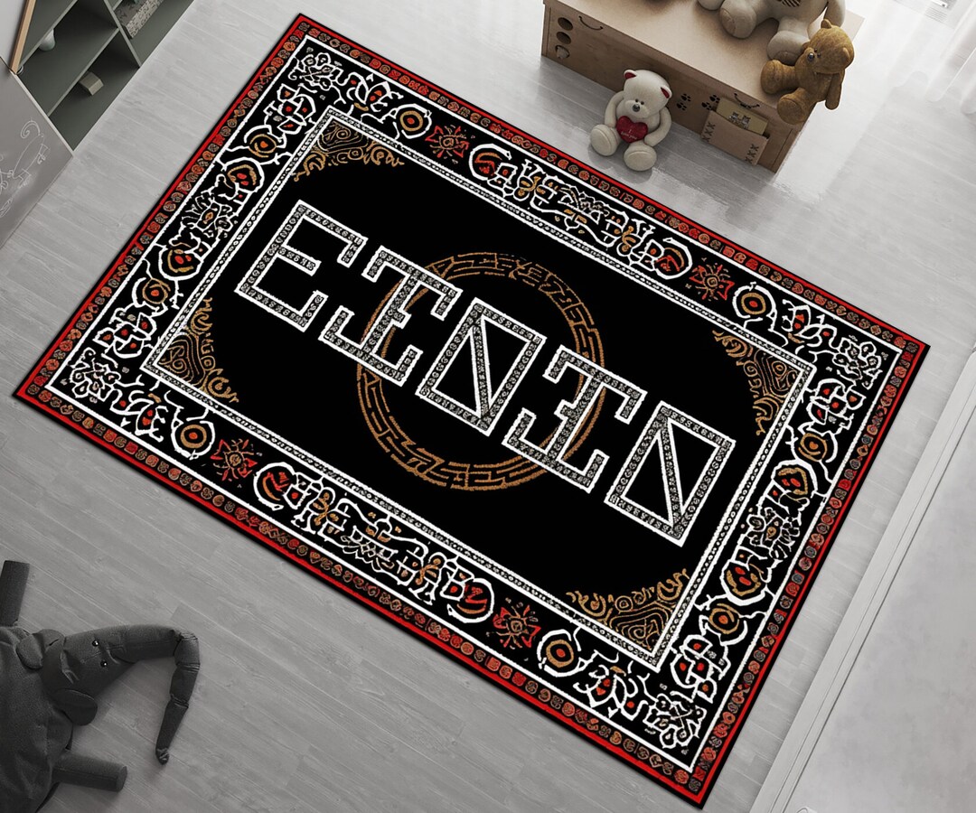 Aztec Mayan Area Rug, Aztec Rug, Mayan Border Rug, Maya Frame Rug ...