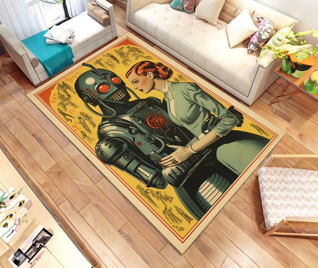 Retro Sci-fi Alien Love Rug: 3D Print Couple Decor (15.7x23.6 Inch) - Etsy
