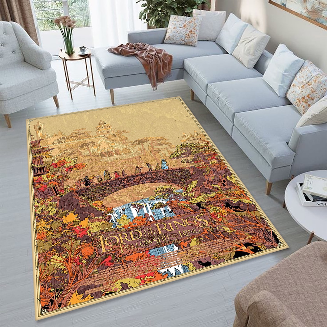 Lord of the Rings Rug, Lord of Rings Gift, Movie Room Decor, Custom Rug ...