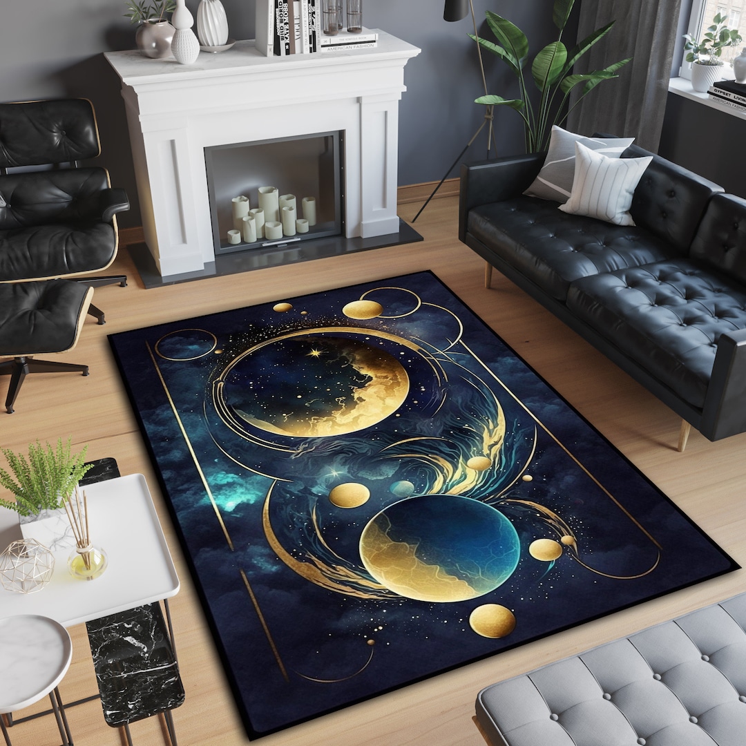 Galaxy Rug, Blue Rug, Star Themed Rug, Space Themed Rug, Office Decor ...