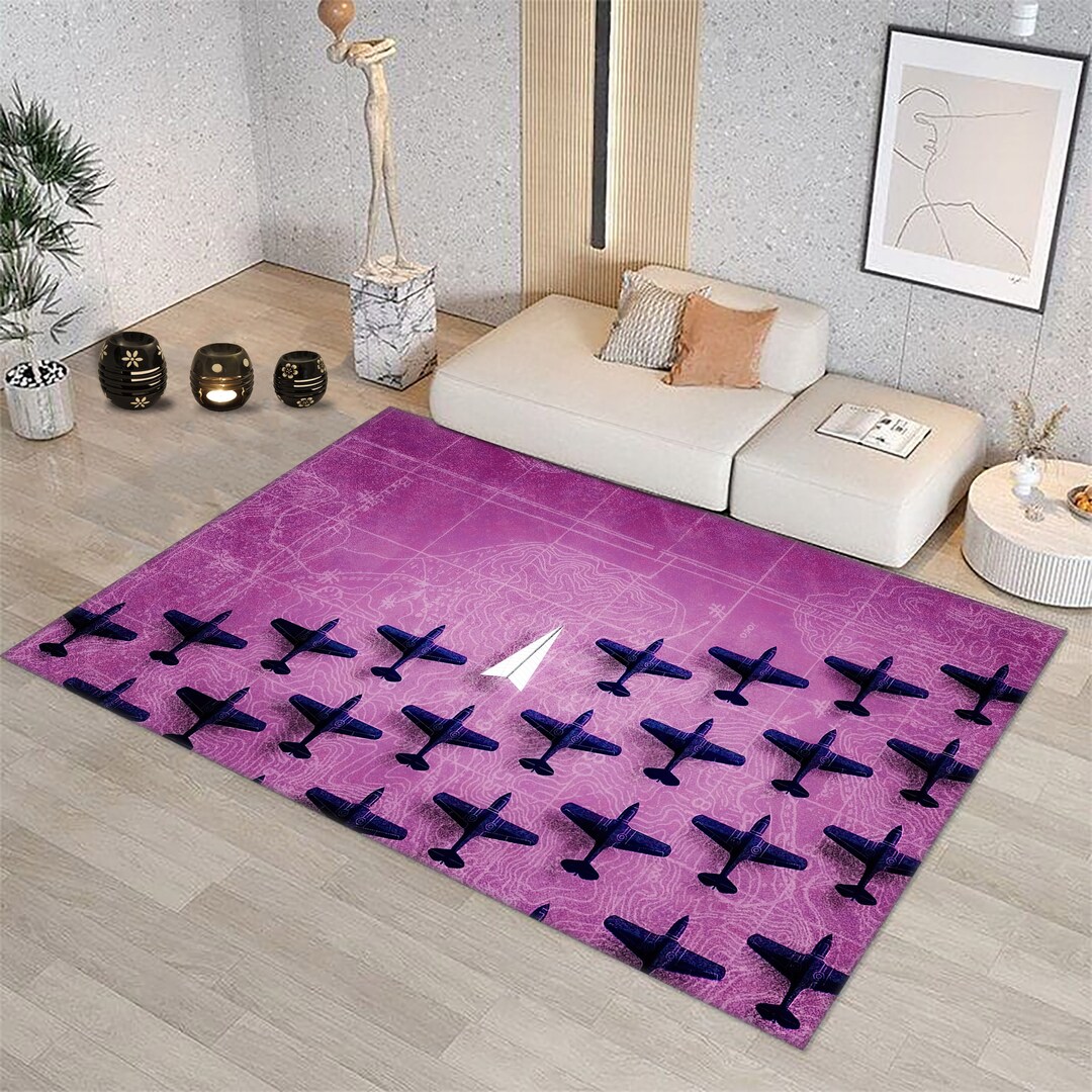 Minimal Plane Rug, Airplane Design Rug, Paper Airplanes Design, Pink ...