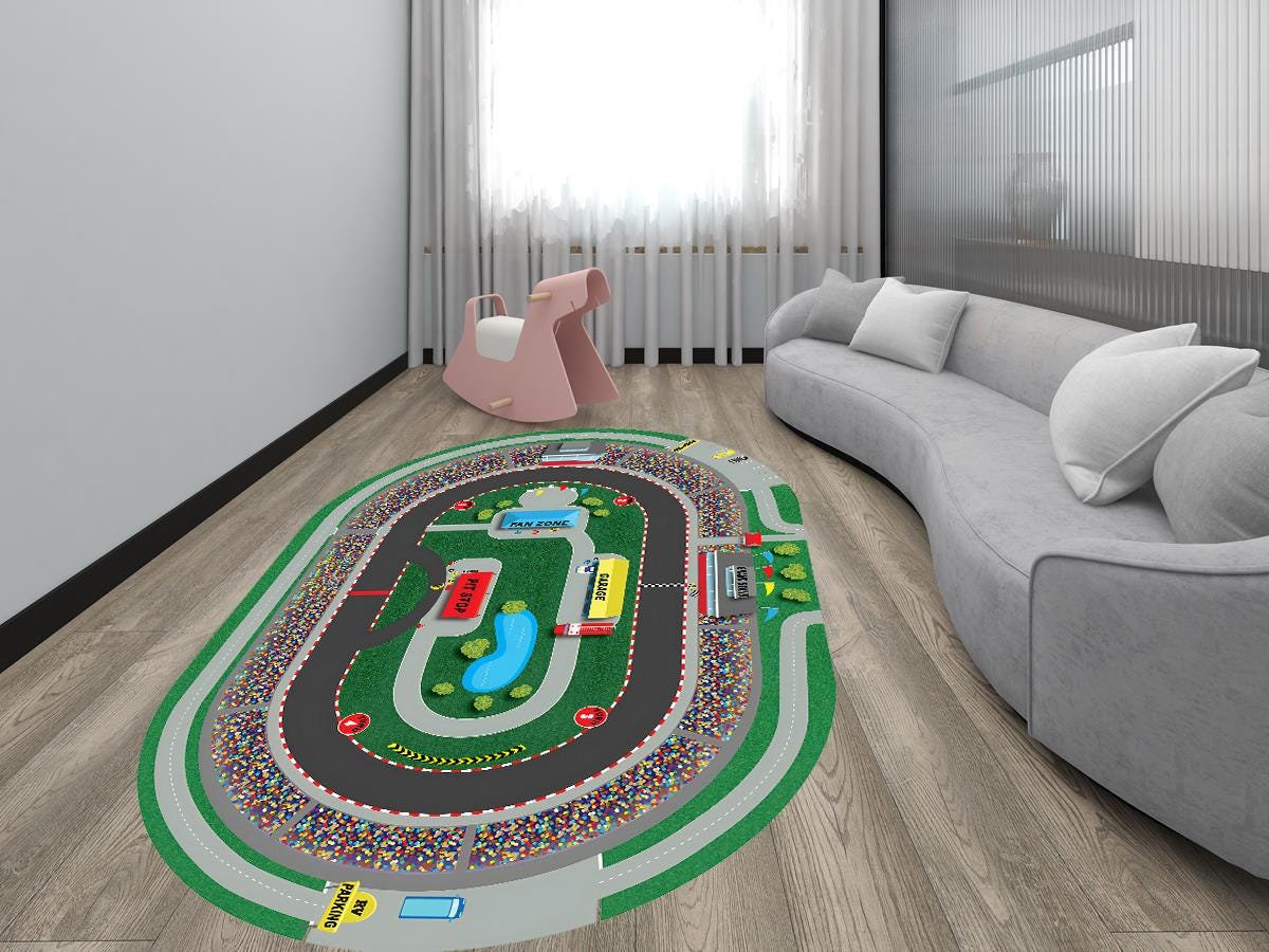 Oval Race Track Rug: Kids Room Decor, Speedway Design - Etsy