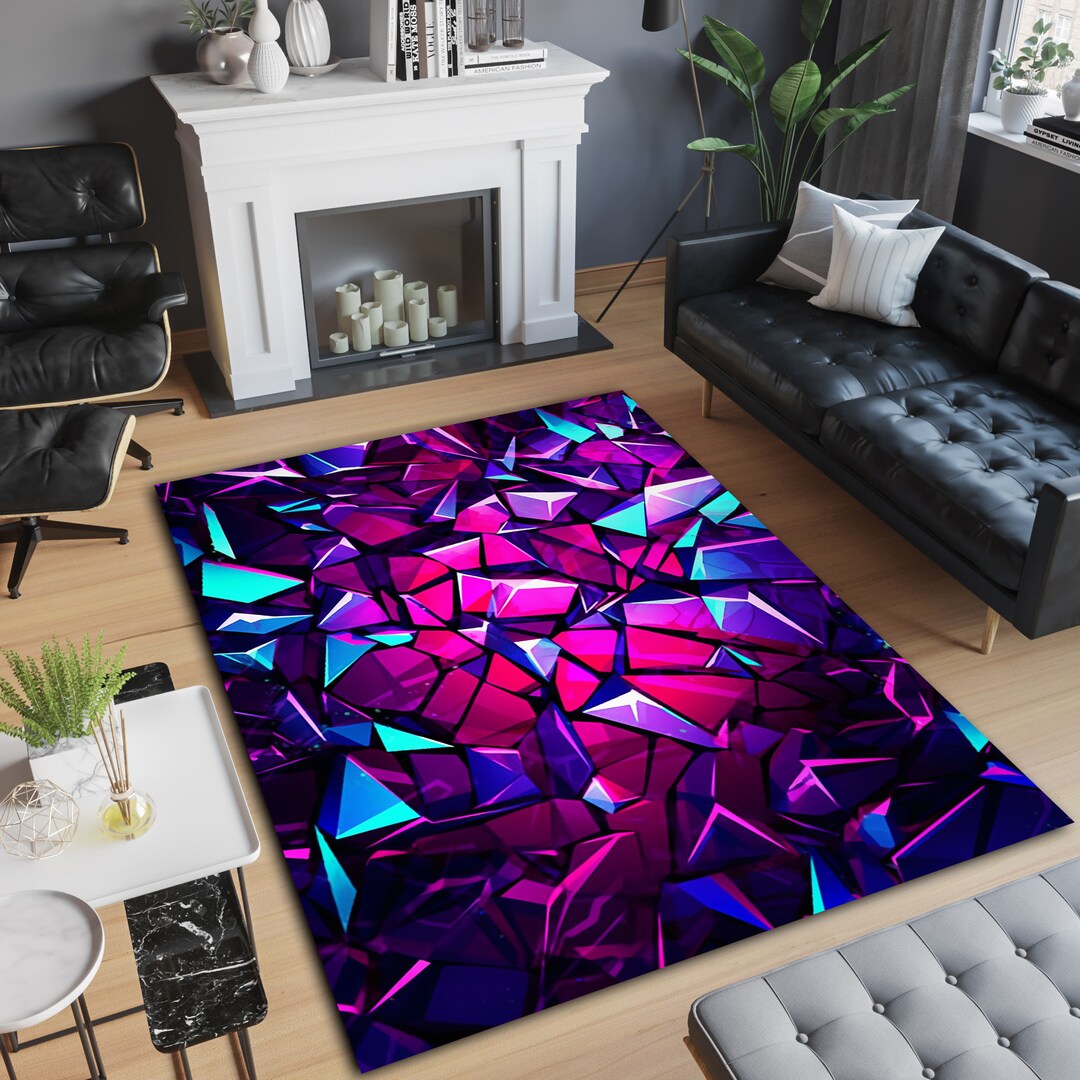 Gaming Rug, Neon Rug, Gamer Room Decor, 3D Rug, Colorful Rug, Custom ...