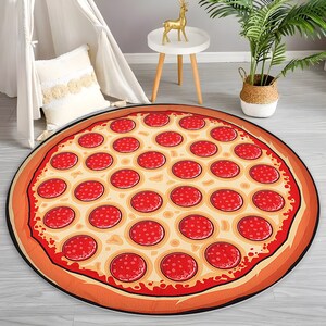 Pizza Rug, Pizza Texture, Food Round Rug, Pizza Lover Home Decor ...