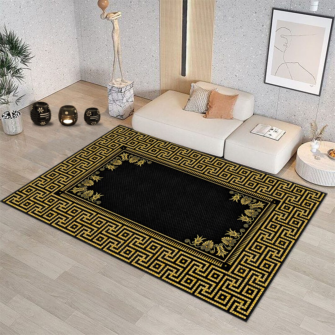 Greek Themed Rug, Black Design, Baroque Themed Rug, Fashion Rug, Custom ...