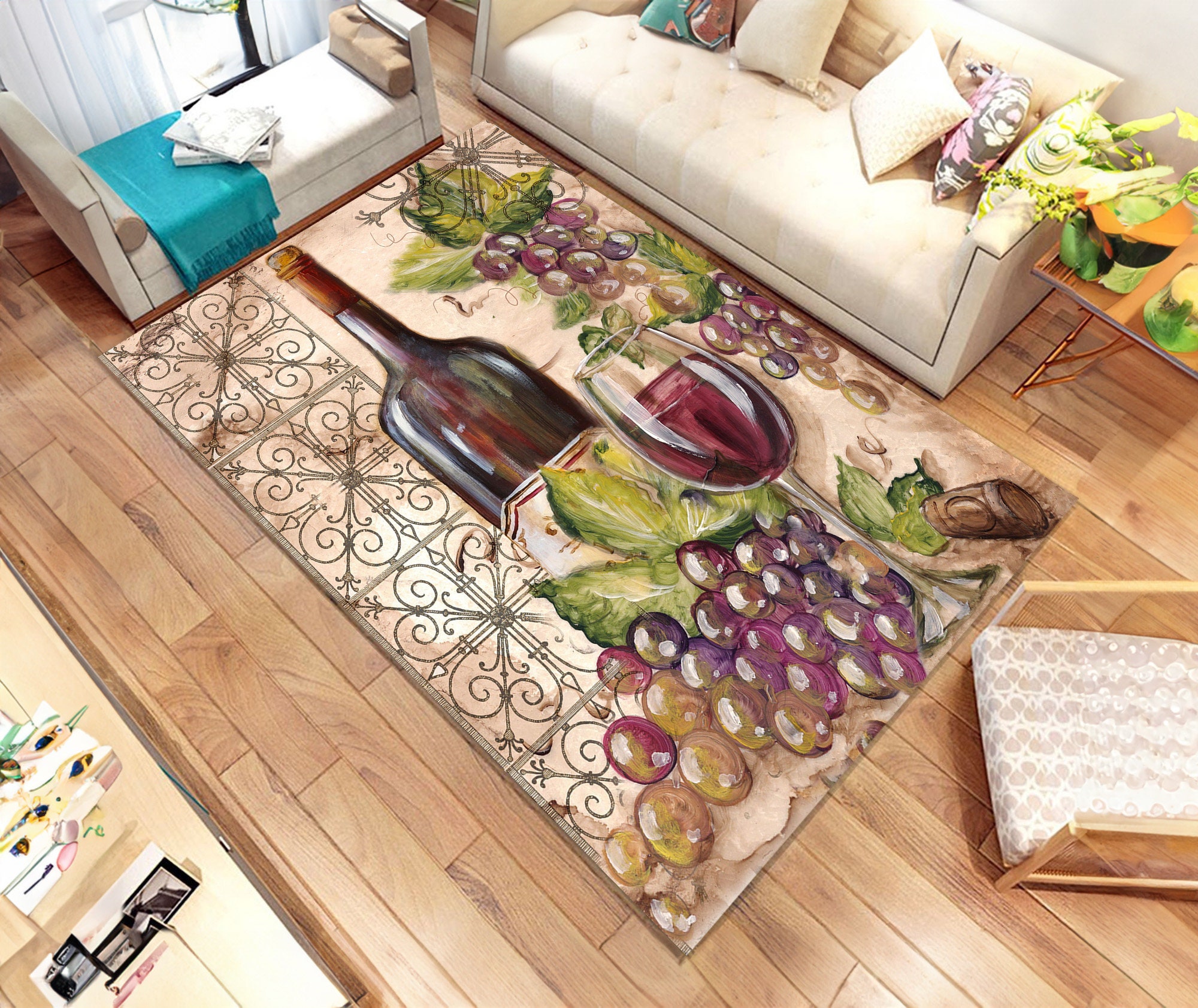 Wine Rug, Wine Cork Rug, Grape Wine Themed, Kitchen Decor Rug,fashion ...