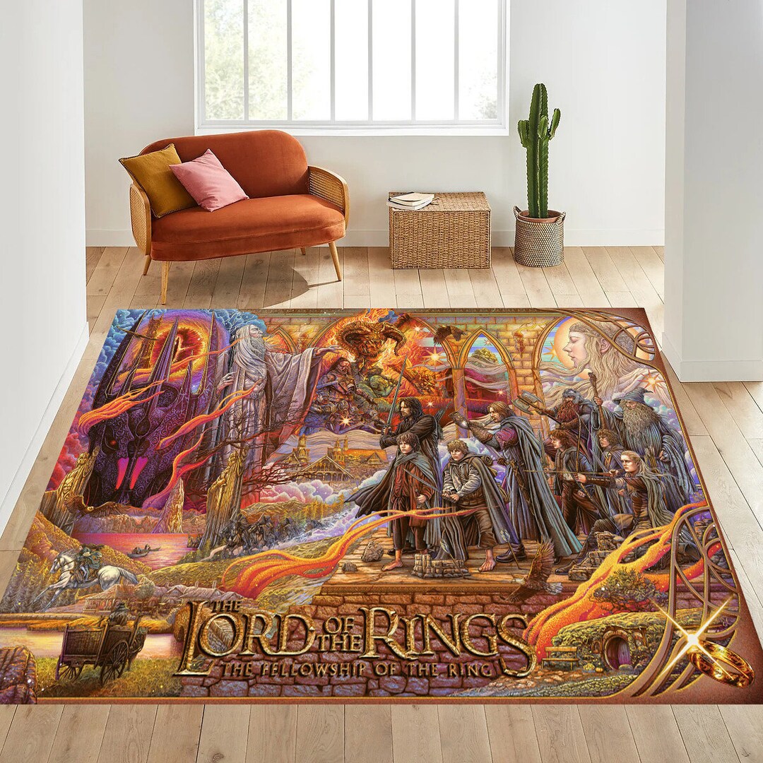 Lord of the Rings Rug, Lord of Rings Gift, Movie Room Decor, Custom Rug ...