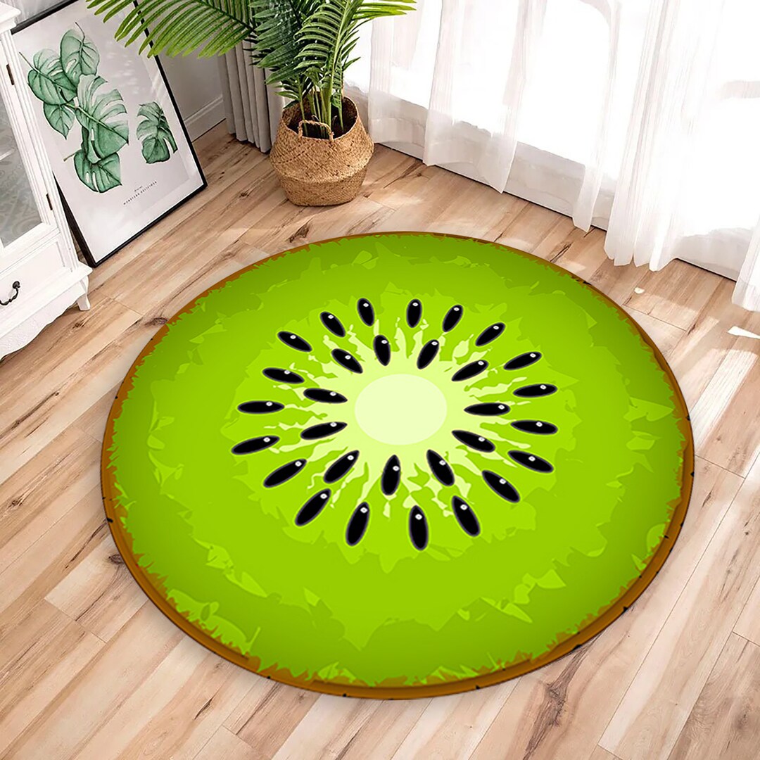 Kiwi Rug, Kiwi Texture, Fruits Round Rug, Kiwi Lover Home Decor, Dining ...