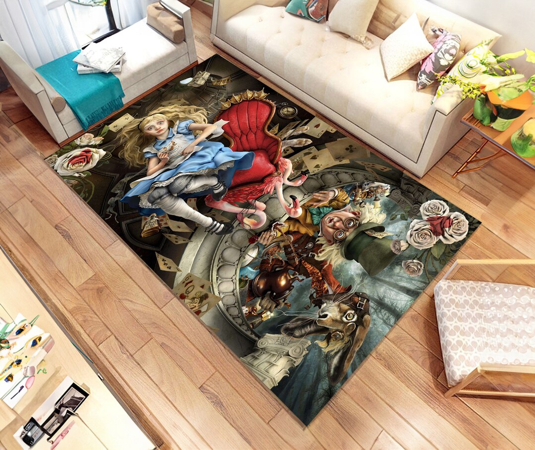 Alice in Wonderland, Alice Rug, White Rabbit Rug, Movies Rug,movie Room ...
