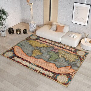 Old World Map Rug: Geography Decor, Custom Cotton Rug - Etsy