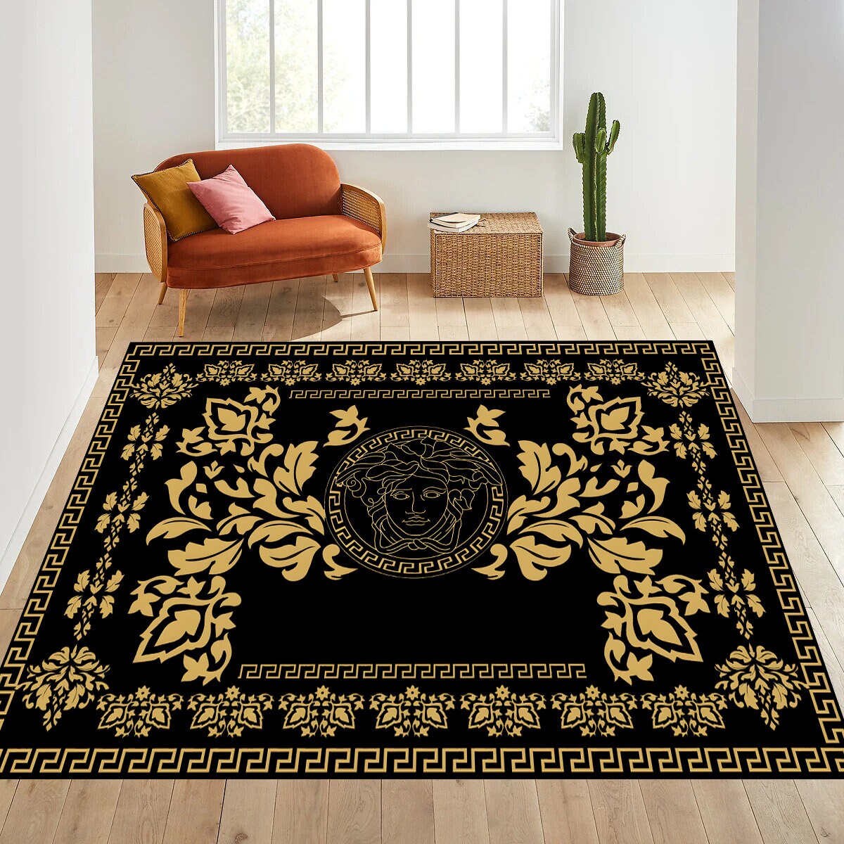Greek Themed Rug, Black Design, Baroque Themed Rug, Fashion Rug, Custom ...