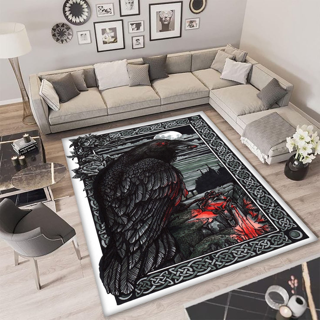 Hugin Munin Rug, Norse Mythology Rug, Odin's Ravens, Viking Themed ...