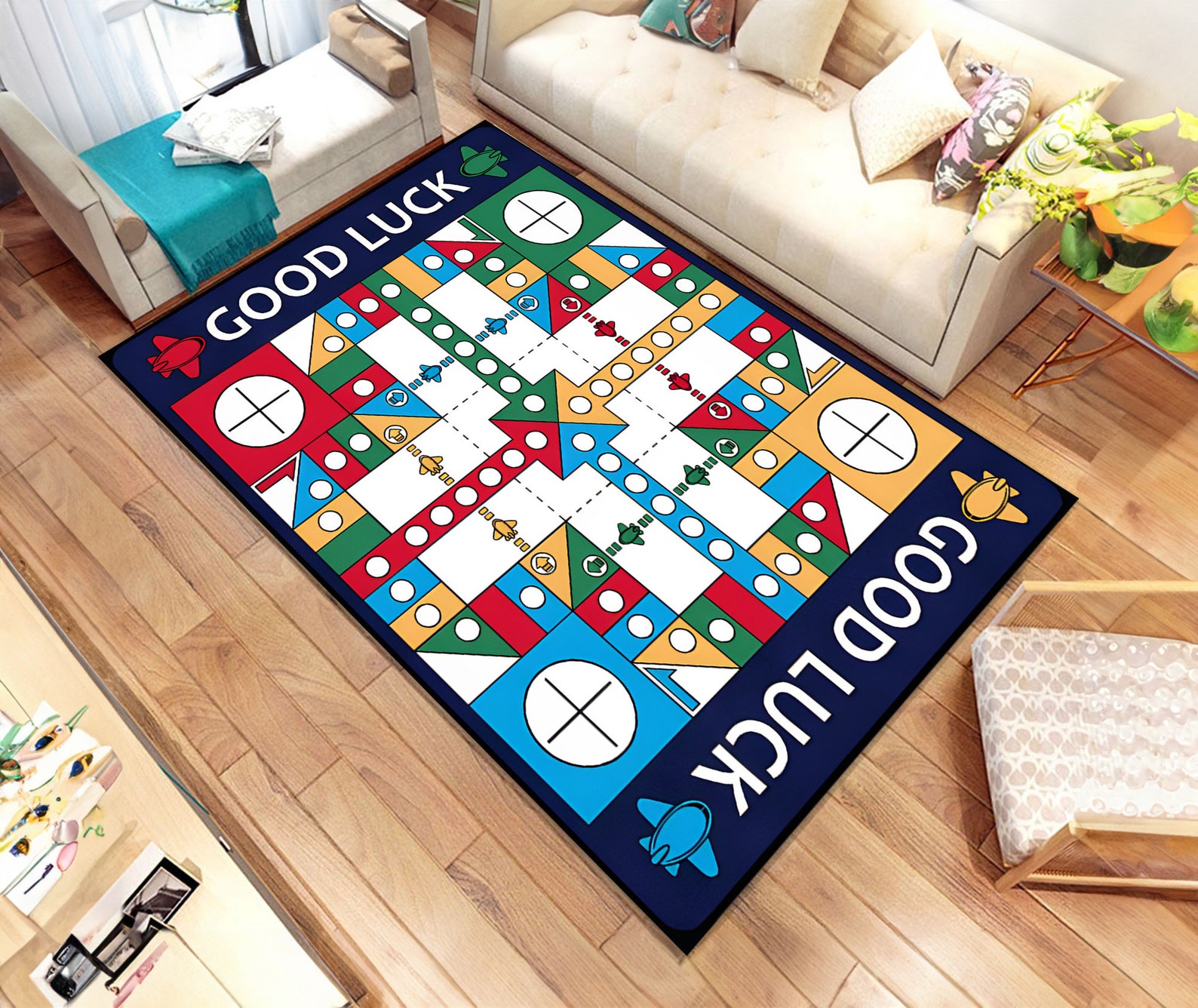 Flight Chess Kids Rug: Ludo Aeroplane Game, Play Mat - Etsy
