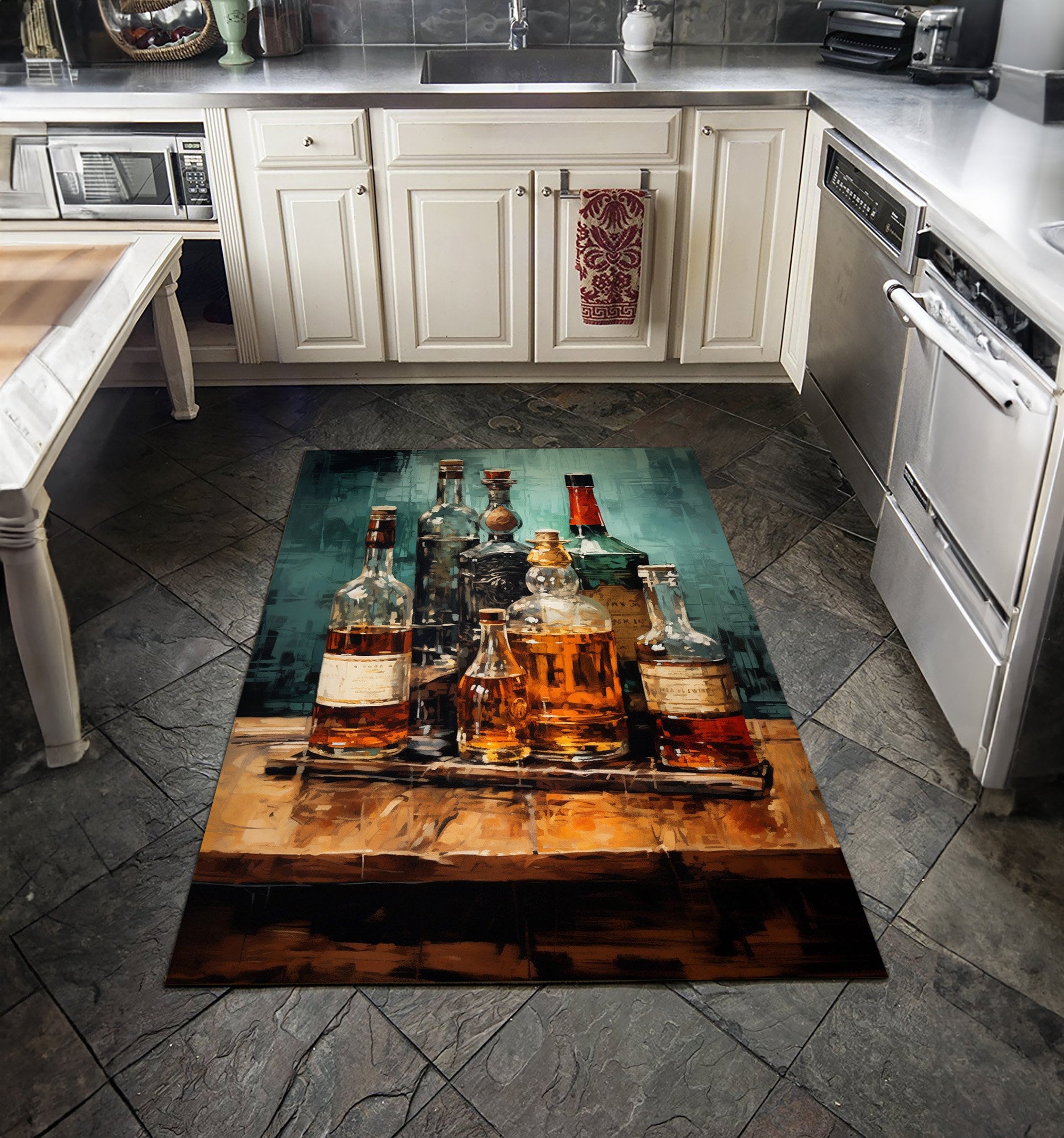 Wine Rug, Whiskey Design Rug, Beer Drink Themed, Alcohol Decor Rug ...