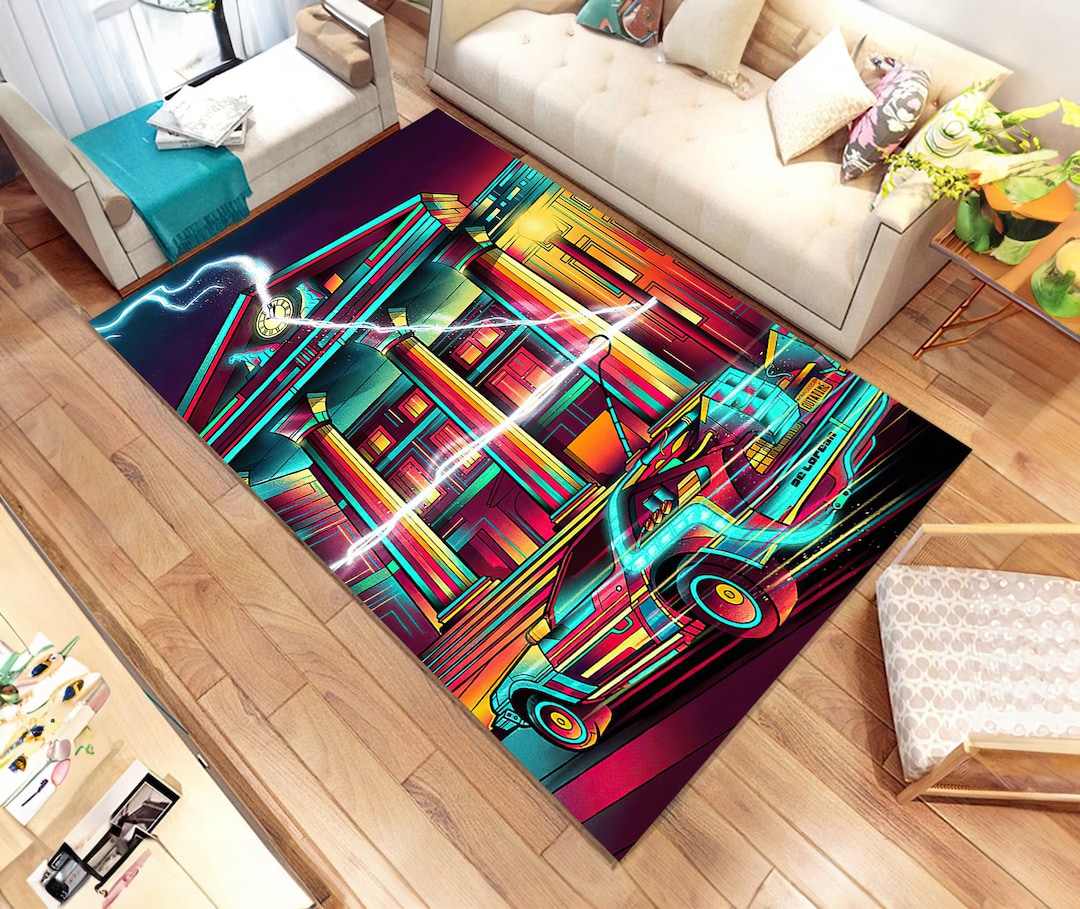 Back to the Future Rug: Movie Room Decor, Hollywood Design - Etsy