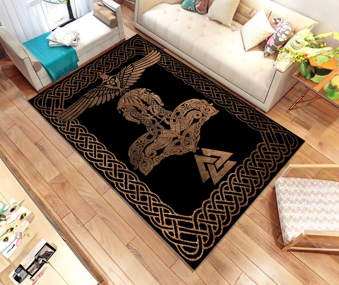 Mythology Rug, Nordic Tattoo Rug, Nordic Mythology Rug, Viking Themed ...