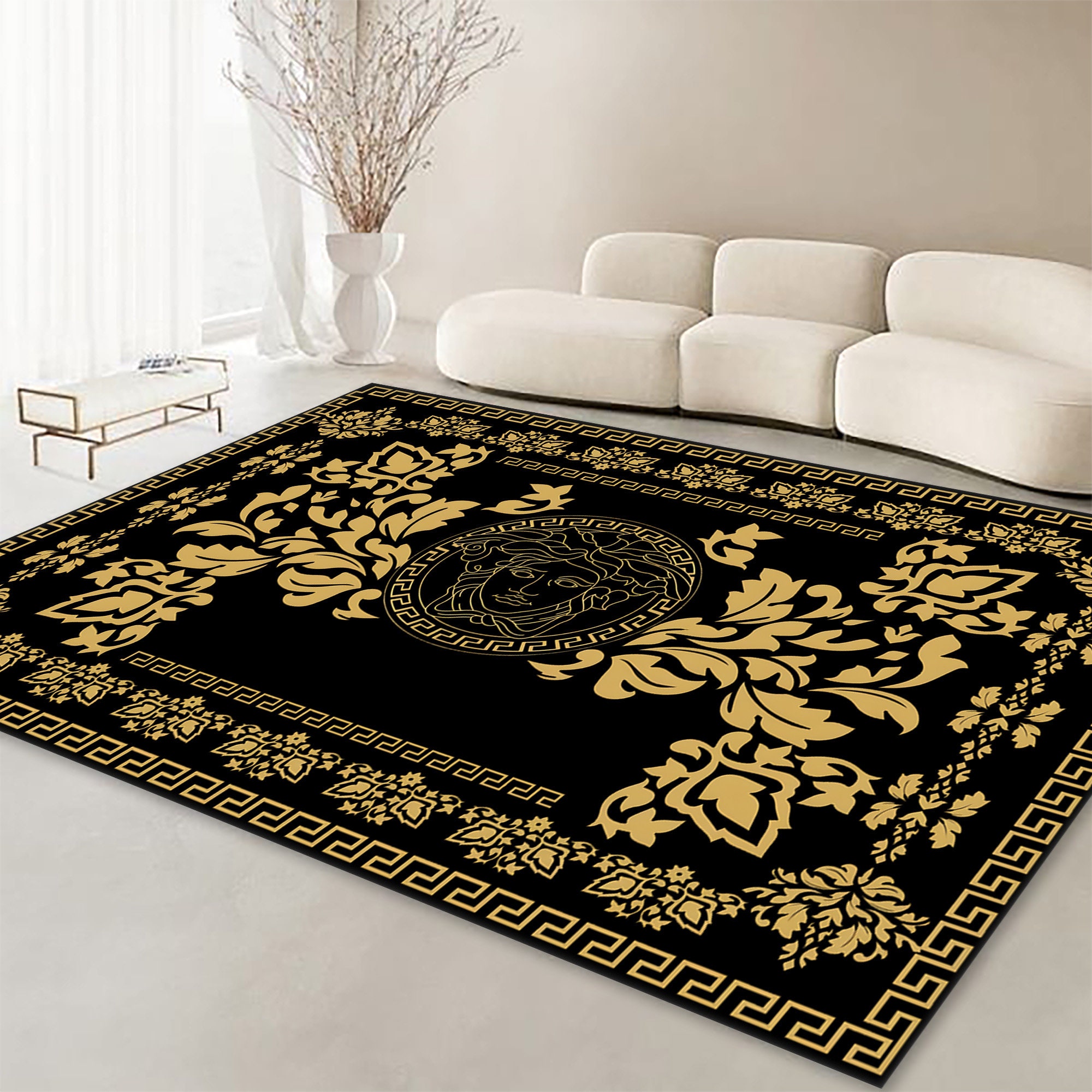 Greek Themed Rug, Black Design, Baroque Themed Rug, Fashion Rug, Custom ...