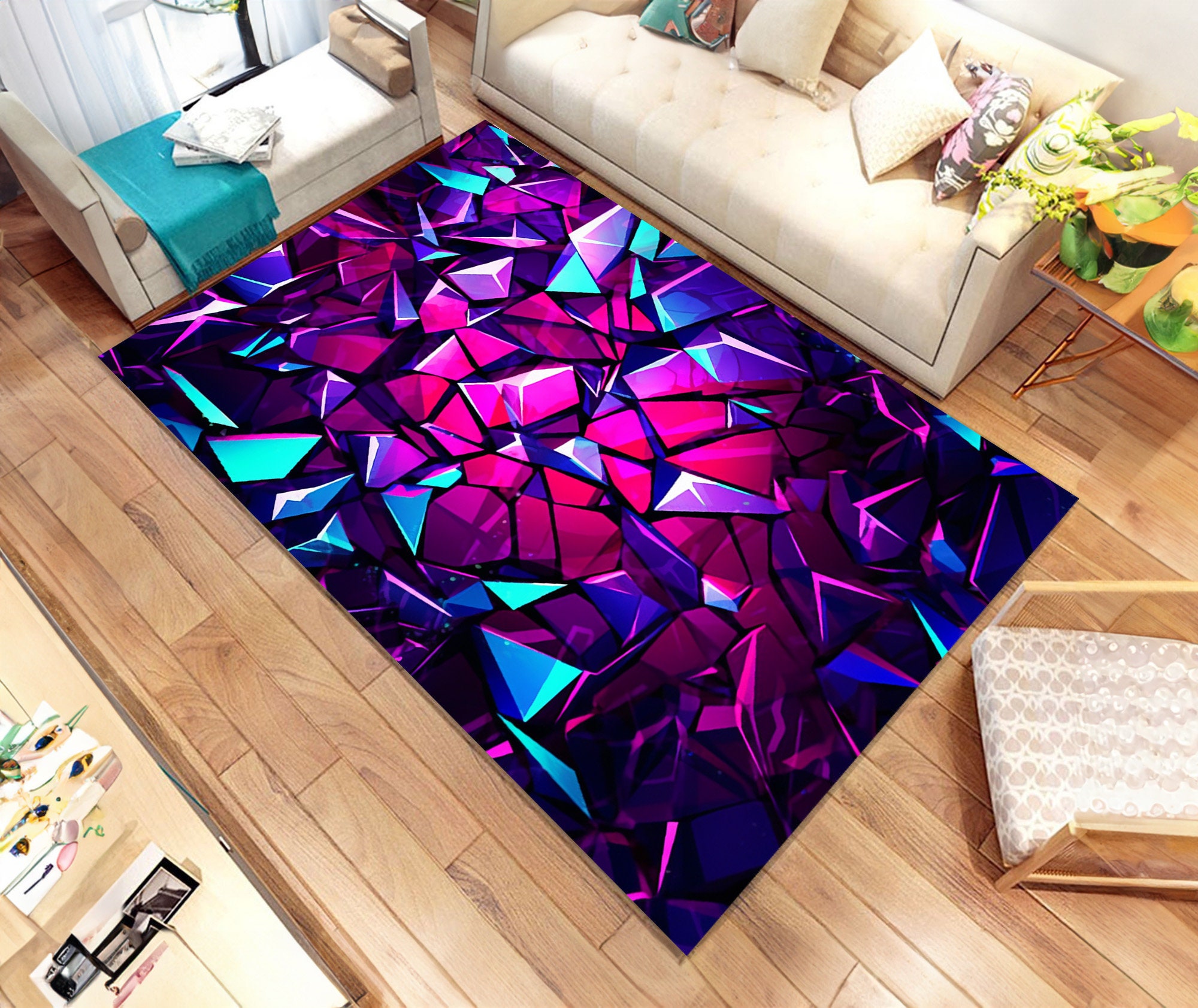 Gaming Rug Neon Rug Gamer Room Decor 3D Rug Colorful Rug - Etsy