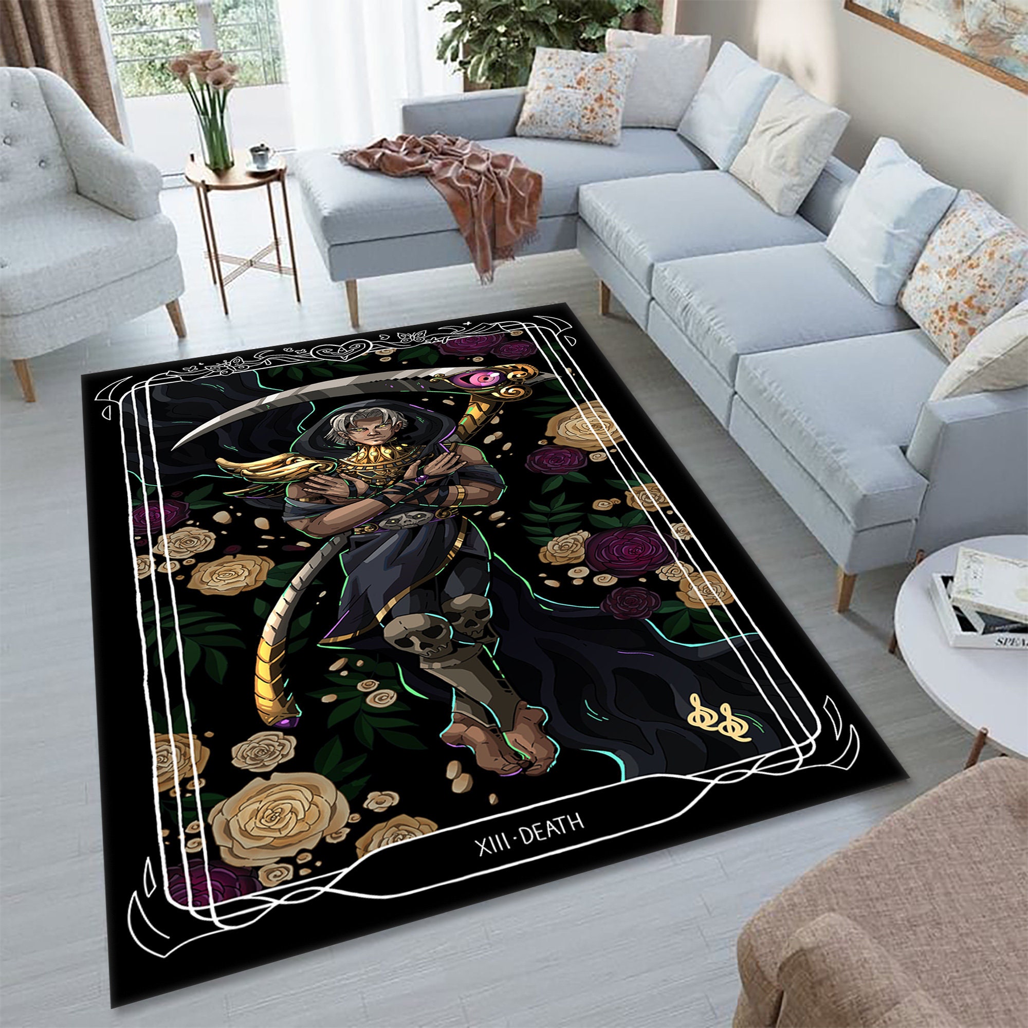 Tarot Card Rug Tarot Death Theme Thanatos Rug Wizard Rug - Etsy