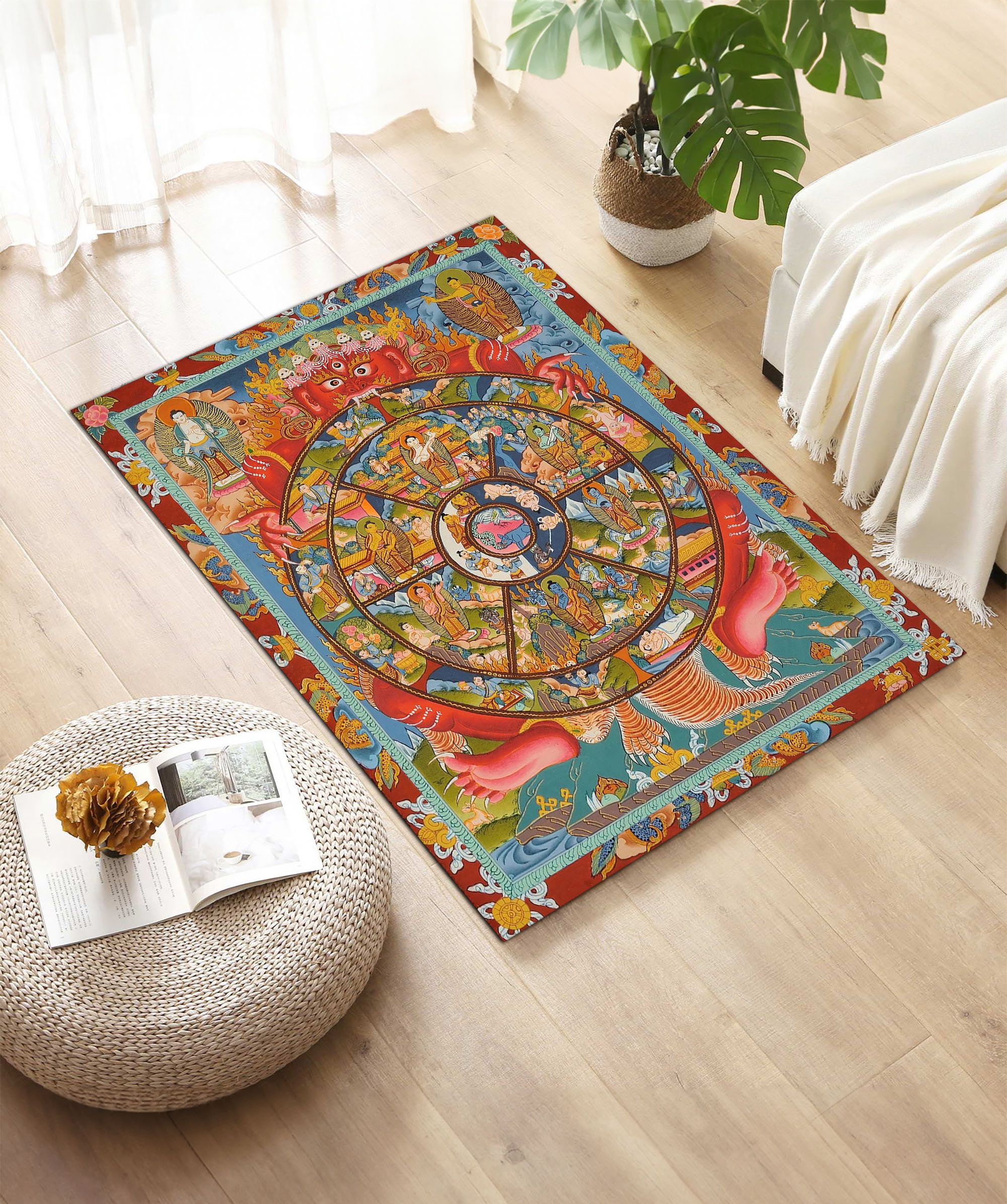 Life Wheel of Buddha Rug, Samsara Trap Rug, Buddhism Rug, Cheap Rug ...