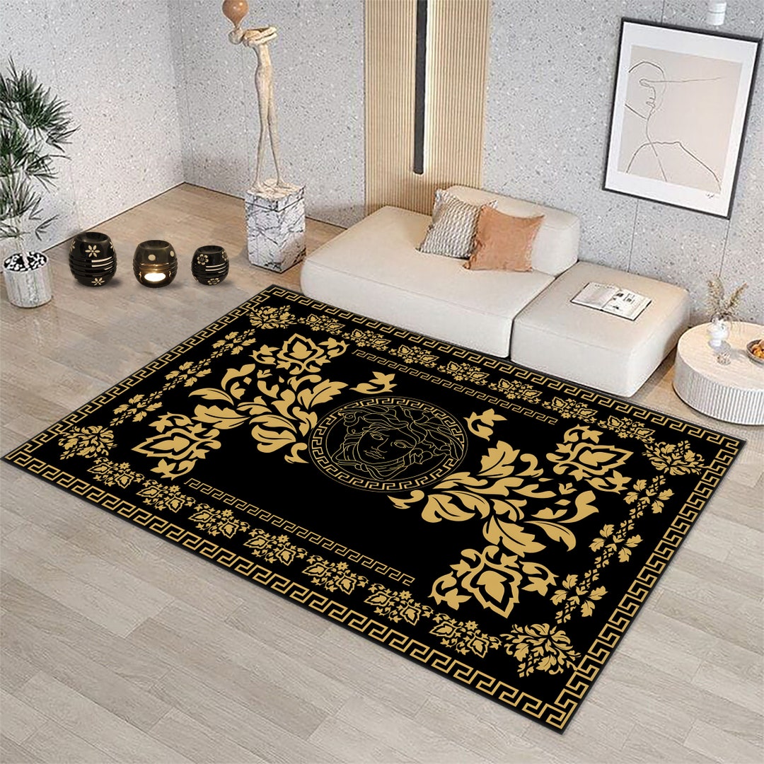 Greek Themed Rug, Black Design, Baroque Themed Rug, Fashion Rug, Custom ...