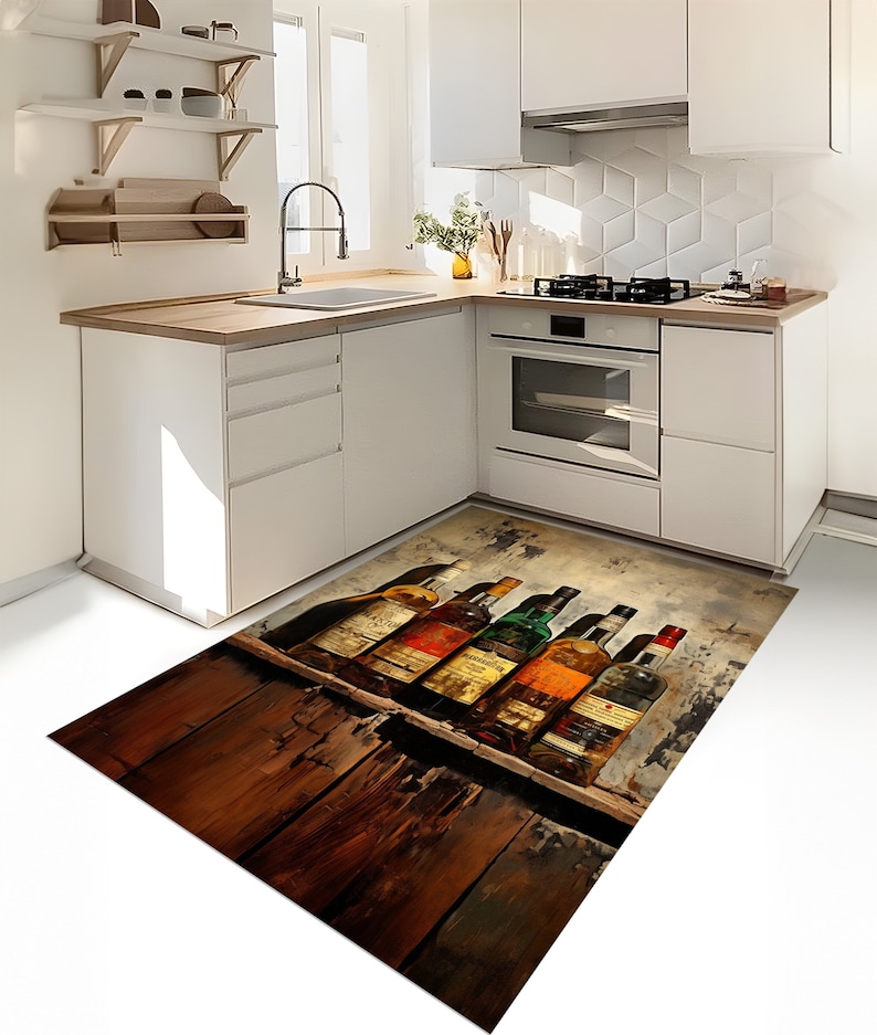 Wine Rug, Whiskey Design Rug, Beer Drink Themed, Alcohol Decor Rug ...