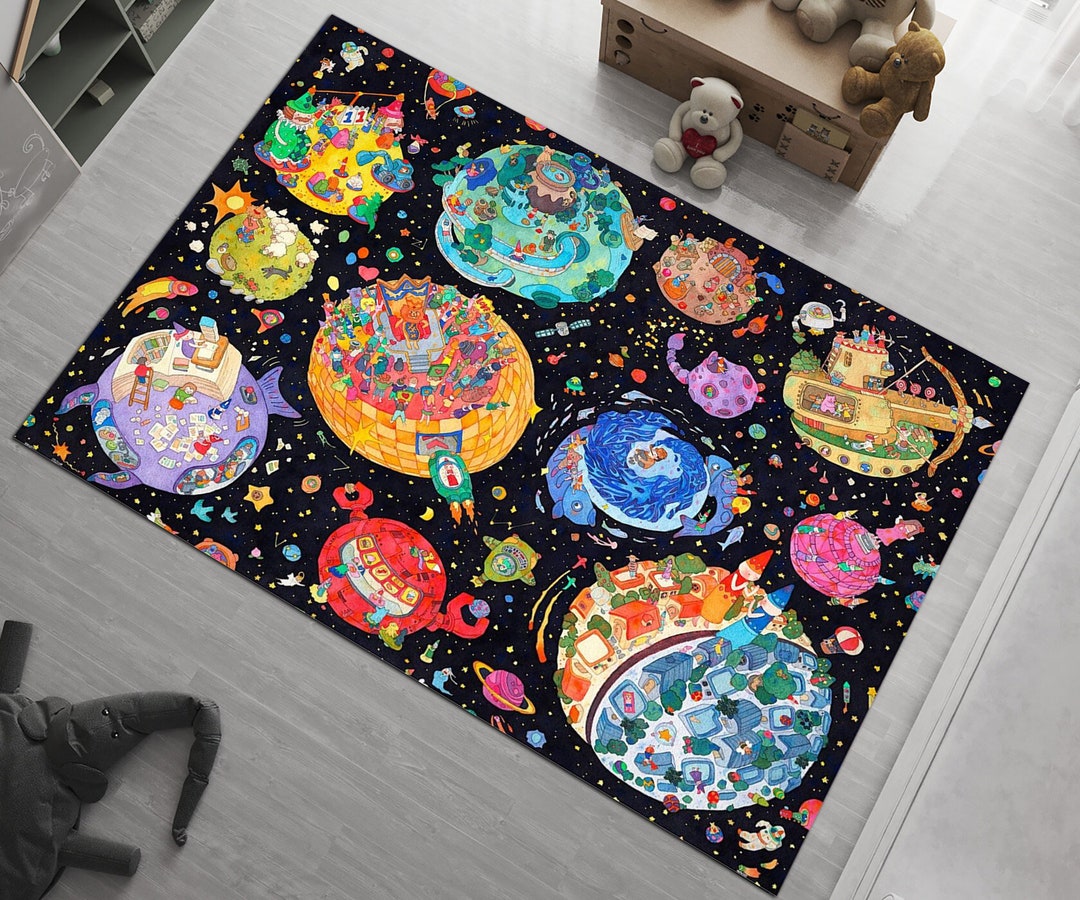 Space Rug, Planet Rug, Galaxy Themed Rug, Space Equivocation Rug, Kids ...