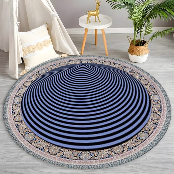 Blue Round Rug - Etsy