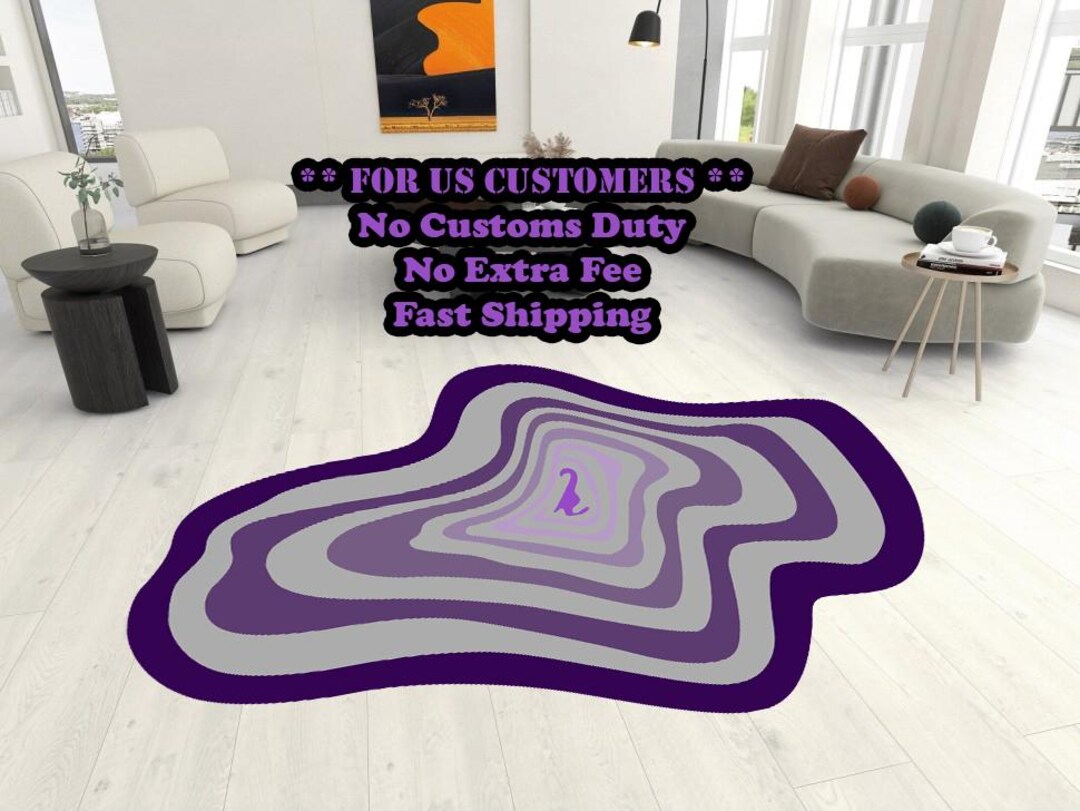 Gray Purple Abstract Rug: Optic Illusion Irregular Line Rug - Etsy