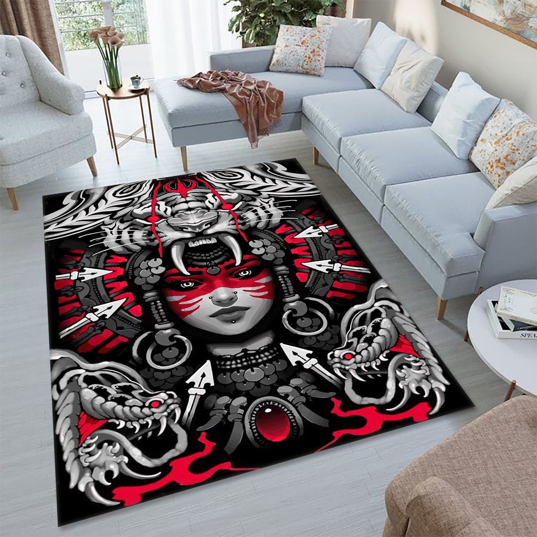 Tattoo Art Rug: Witch, Wizard, Tiger & Snake Design - Etsy