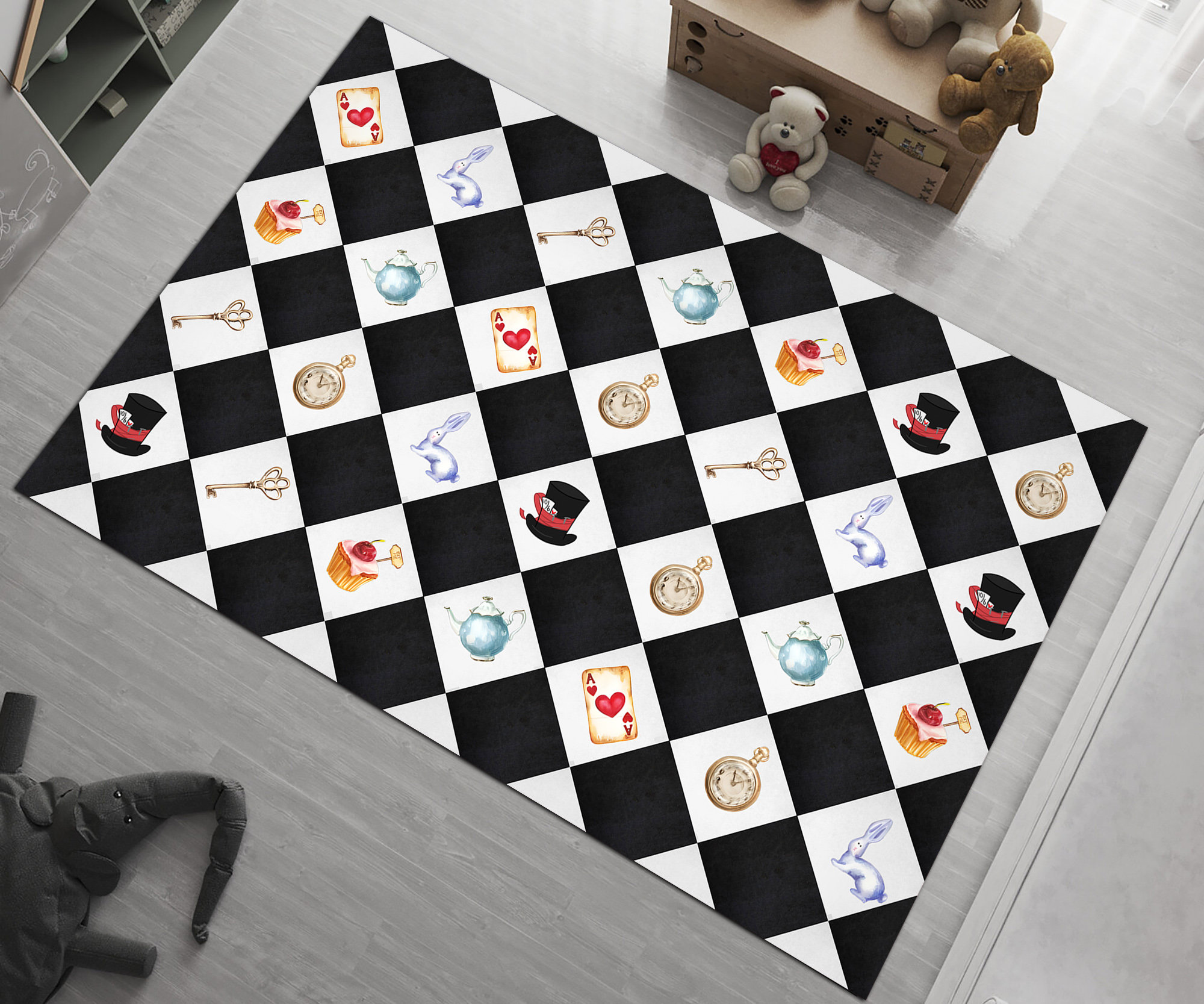 Alice in Wonderland, Alice Rug, White Rabbit Rug, Alice Decor,gift for ...