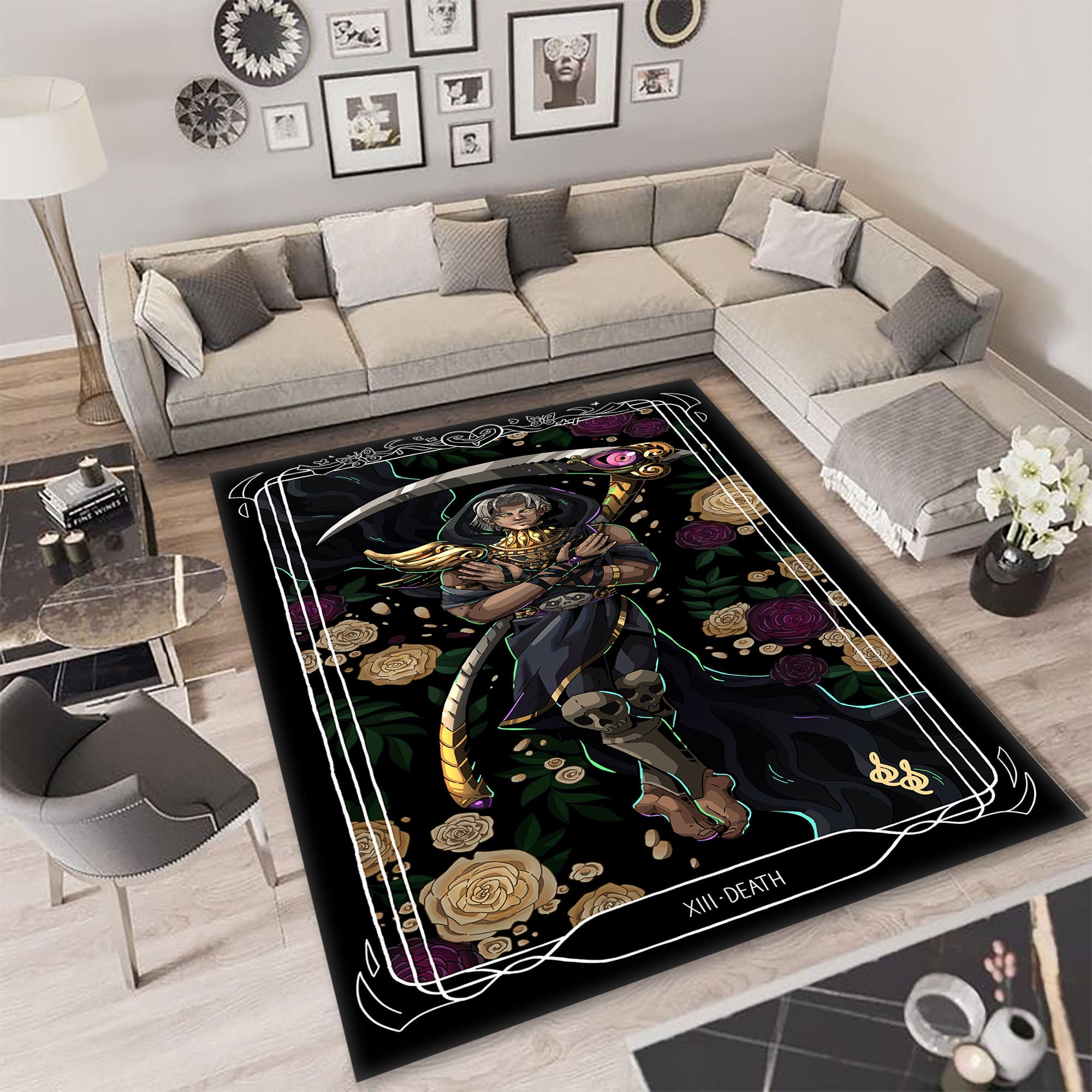 Tarot Card Rug Tarot Death Theme Thanatos Rug Wizard Rug - Etsy