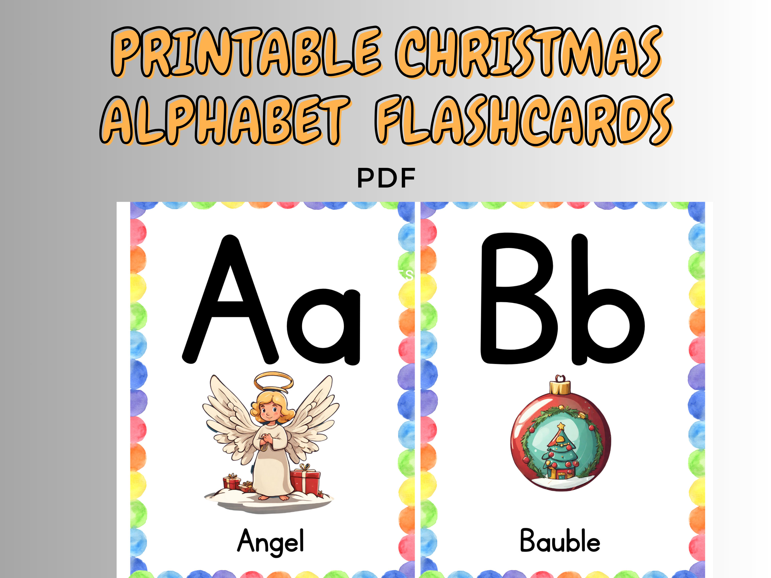 Printable Christmas Alphabet Flashcards Instant Download PDF - Etsy