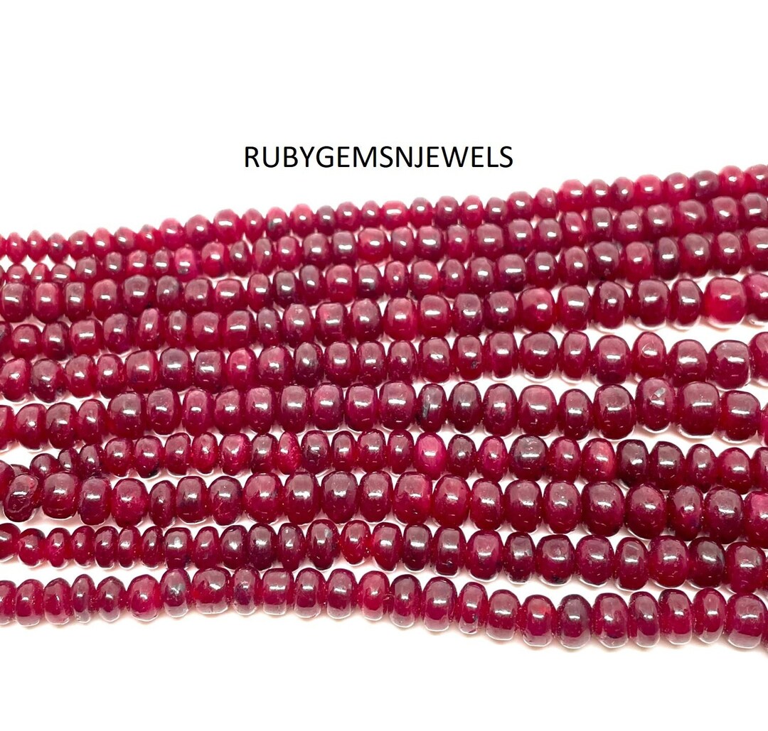 Ruby Beads, Finest Quality Ruby Beads, 7-10 MM Natural Ruby Smooth ...