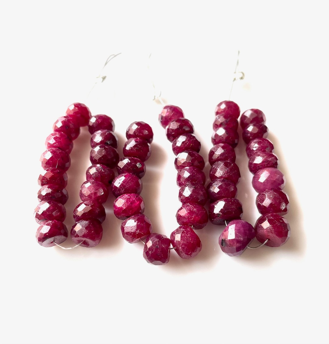 Natural Genuine Ruby Faceted Rondelle, 8-MM, Natural Ruby Beaded Beads, Red Ruby Faceted Beads ...