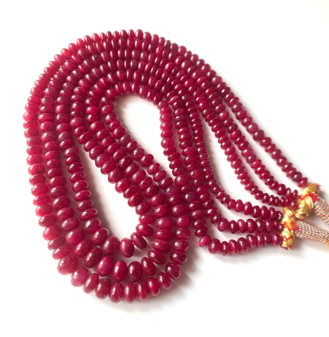 Ruby Beads, Finest Quality Ruby Beads, 6/8 MM Natural Ruby Smooth ...