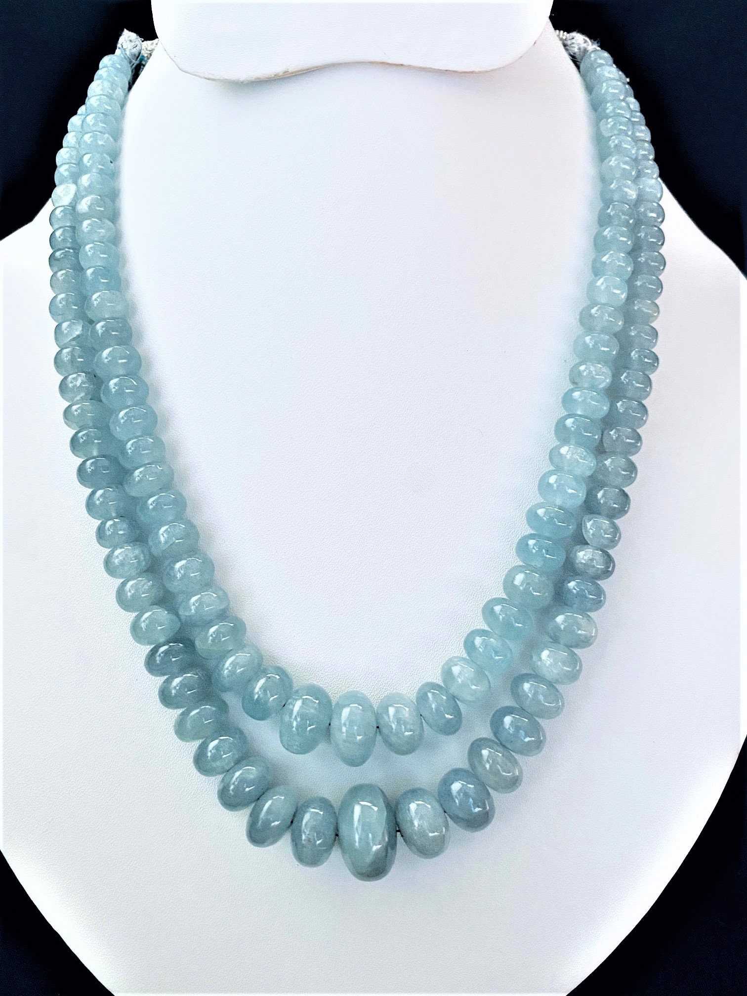 Natural Aquamarine Rondelle Beads, Healing Gemstone Beaded Beads ...