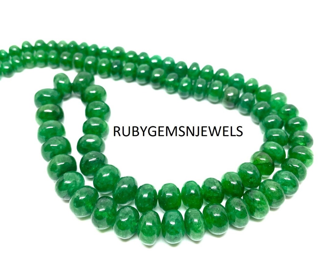 Emerald Smooth Rondelle Beads, Green Zambian Emerald Smooth Rondelle ...
