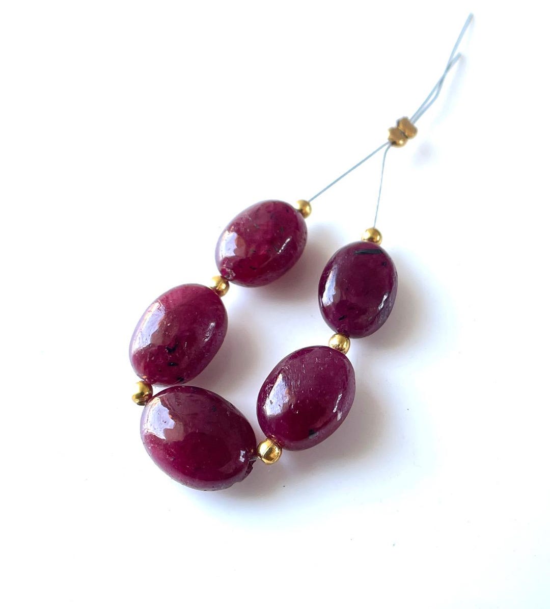 5 Pcs~a+natural Ruby Smooth Beads, Red Ruby Smooth Polished Beads, Ruby ...