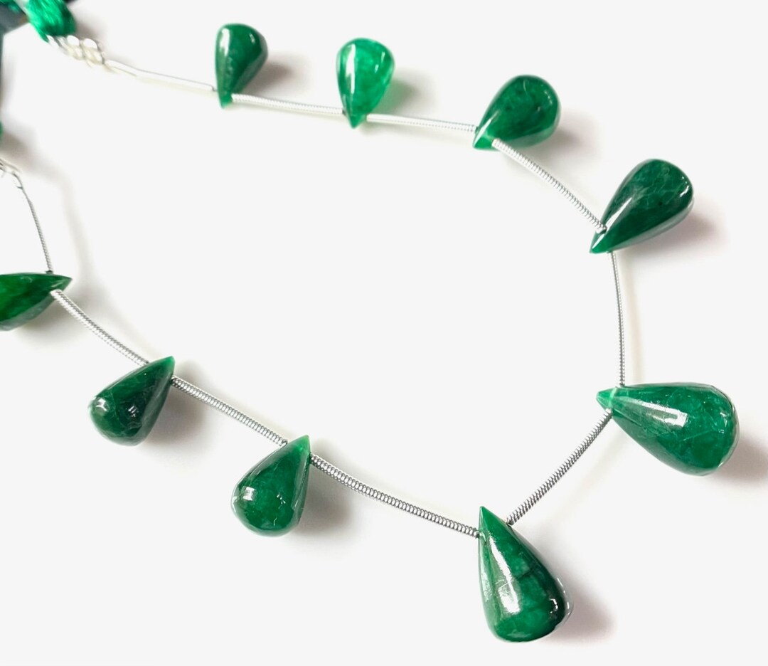 Natural Zambian Emerald Tear Drops Shape Beads, AAA+ Quality, Emerald ...