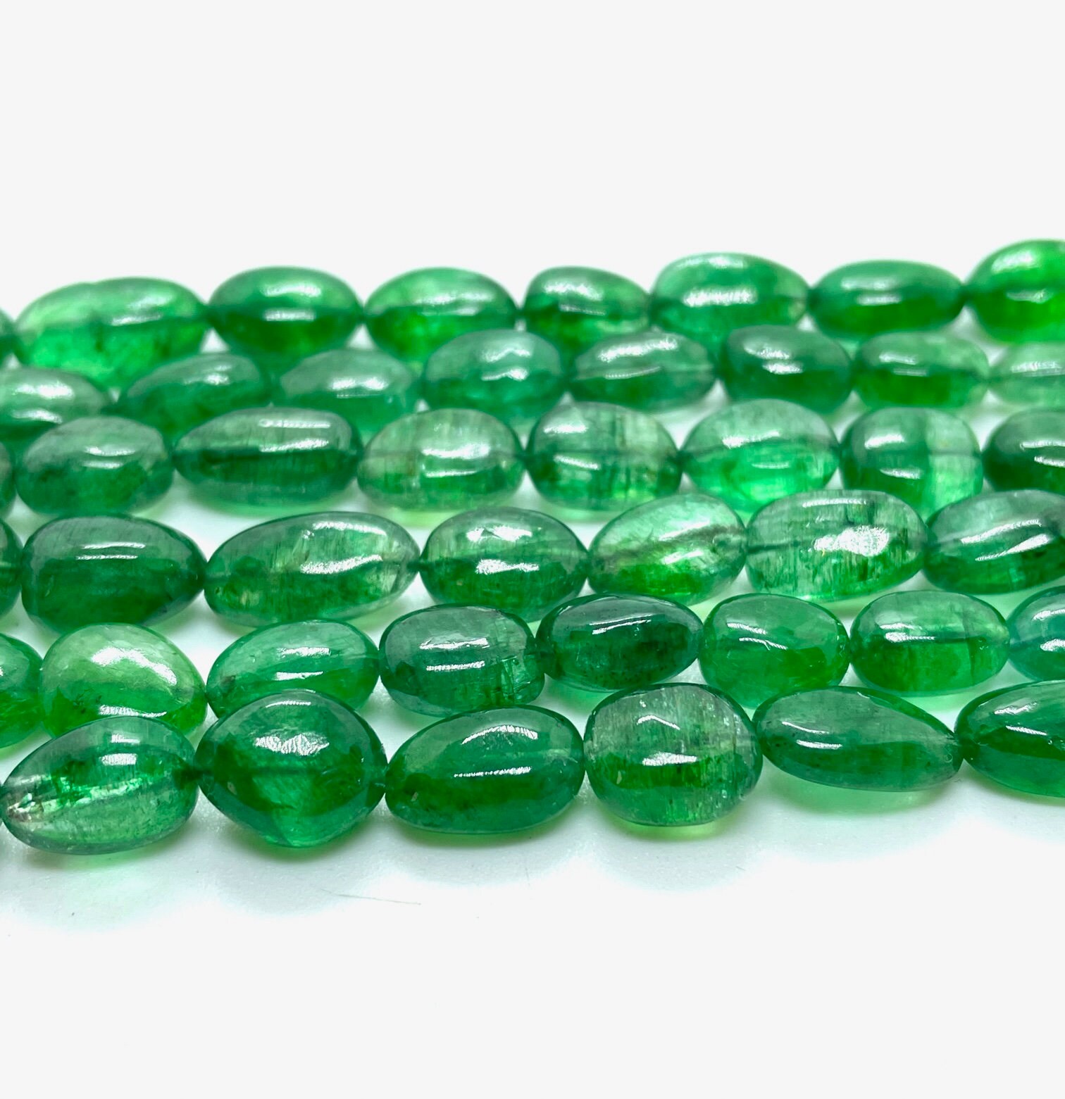 AAA+ Quality Emerald Smooth Beads, Zambian Emerald Tumble Beads, 8-12 ...
