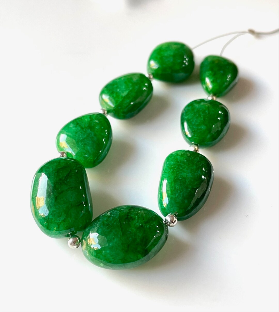 8 PCS Green Emerald Beads, 20-22 MM Green Emerald Smooth Beads, Zambian ...