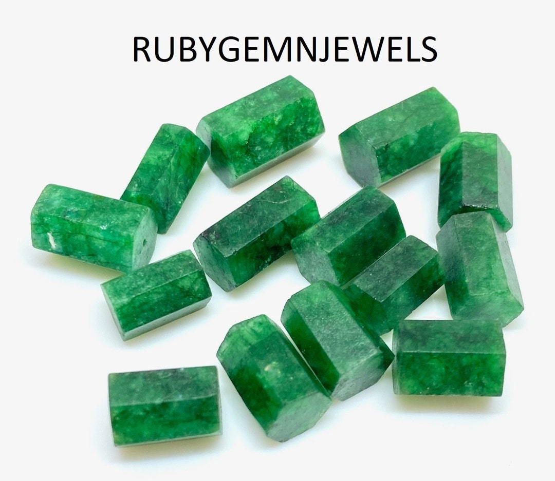 Natural Raw Emerald Barrel Shape Crystal Point, Emerald Faceted Raw ...