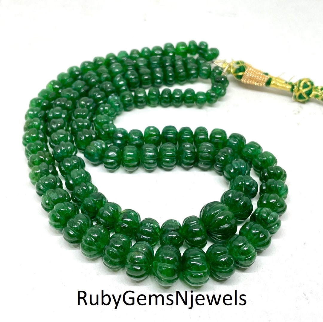 Aaaa+zambian Emerald Carved Melon Beads 6-13MM , Natural Emerald ...