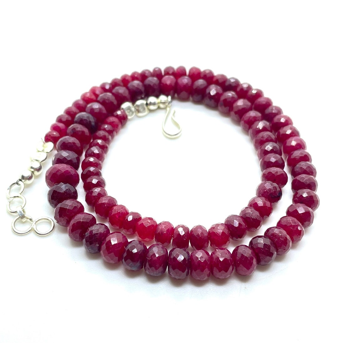 Aaa+quality Ruby Beads Necklace, Ruby Faceted Beads, Nicely Faceted ...