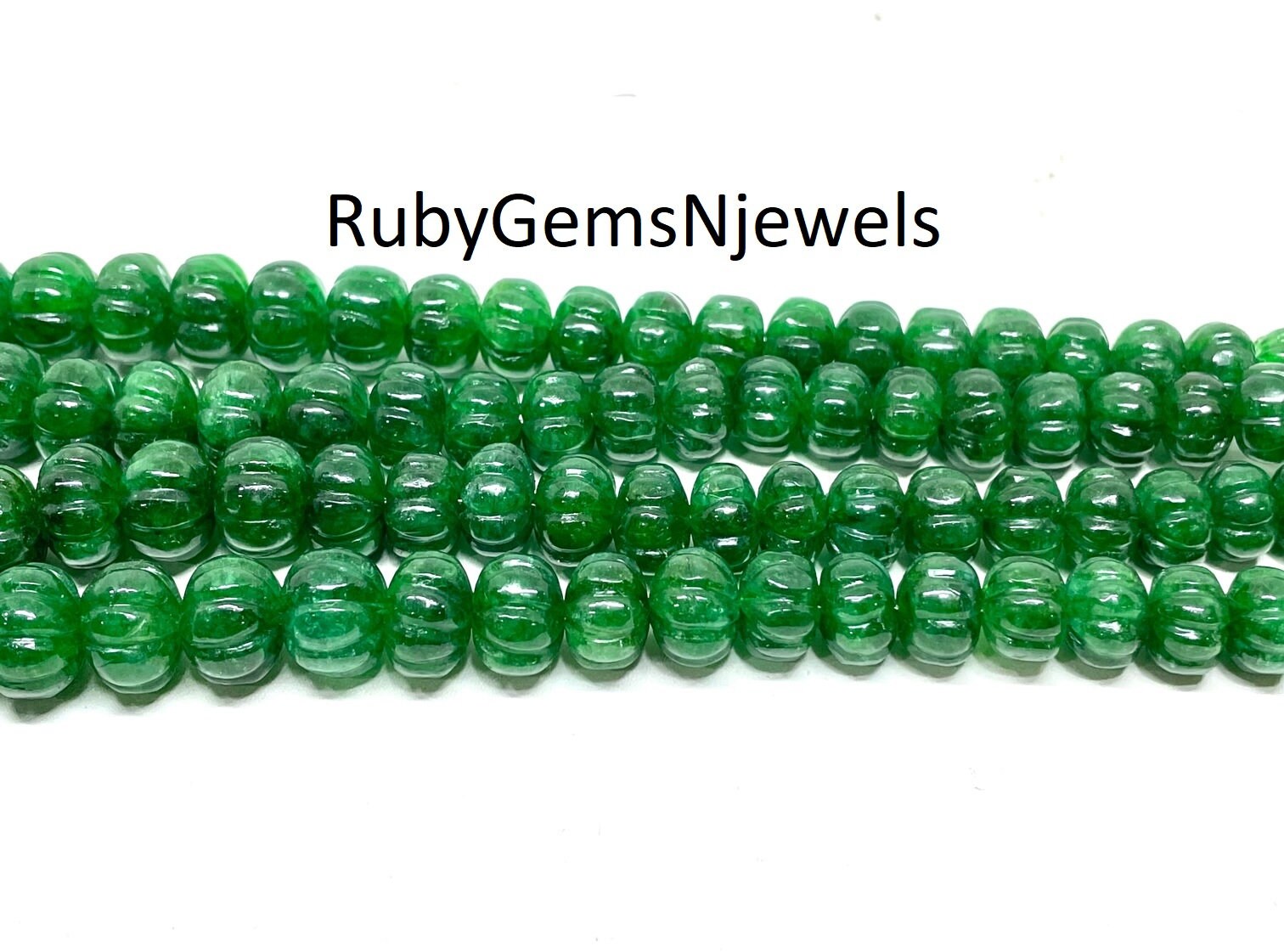 Aaaa+zambian Emerald Carved Melon Beads 6-13MM , Natural Emerald ...